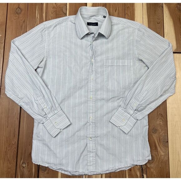 Canali | Shirts | Canali Dress Shirt Mens 4 16 Blue Striped Made In ...